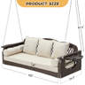 Winston Porter 3 Seat Wicker Hanging Porch Swing, 60In Patio Swing Bench With Tea Trays & 3 Back ...